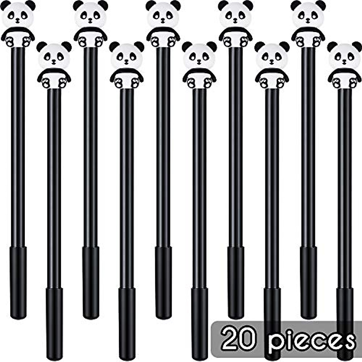 Zonon 20 Pcs Cute Panda Pens Animal Gel Ink Pens Cartoon Panda Writing Pens, 0.5 mm Kawaii Black Ink Pens for School Office Home Student Kids Present