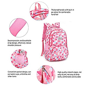 School Backpack for Boys And Girls,Middle School Elementary Bookbag,Geometric, Space、Leaf or Galaxy Print Backpack (Purple)