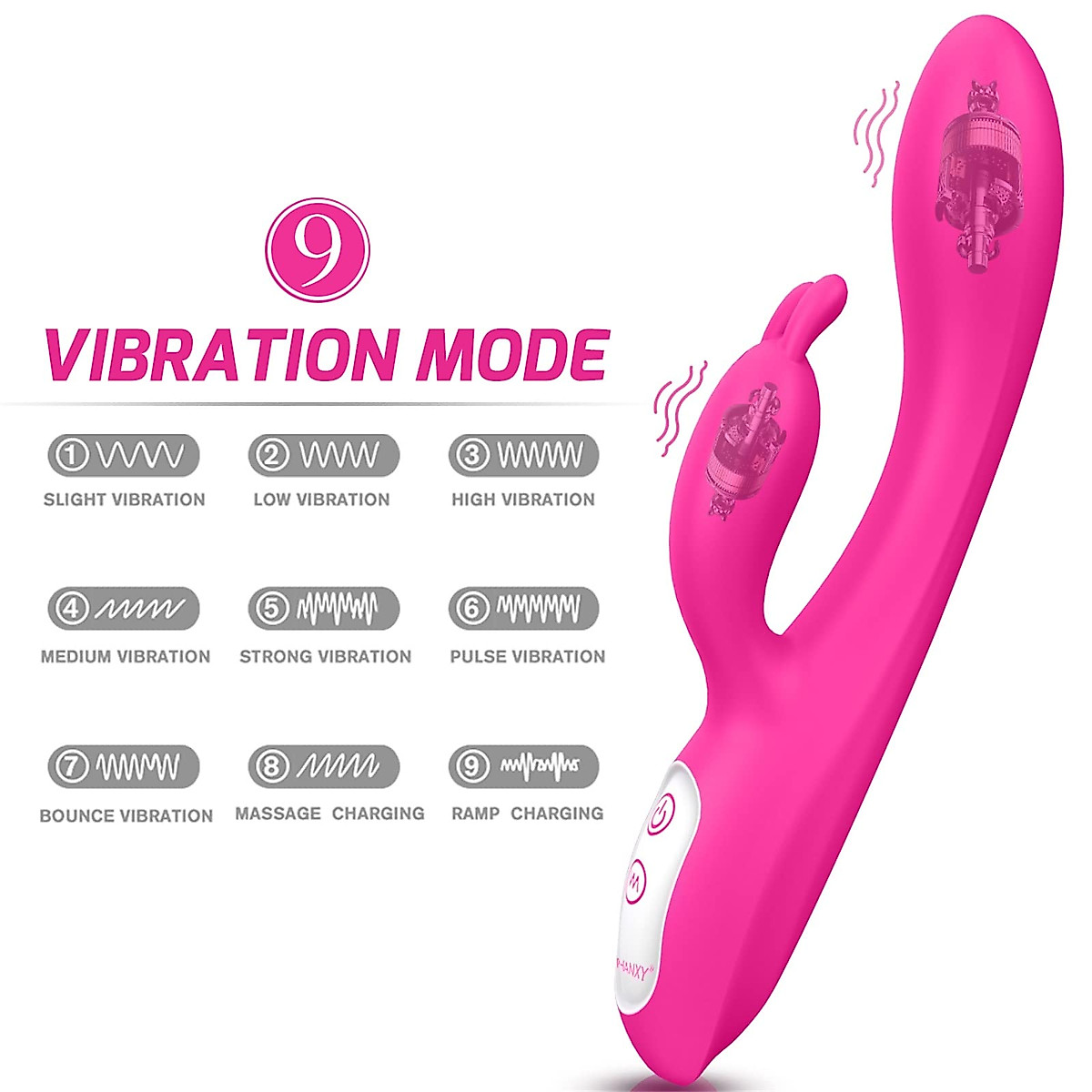 G Spot Rabbit Vibrator with Heating Function and Bunny Ears for Clitoris G-spot Stimulation,Waterproof Dildo 9 Powerful Vibrations Dual Motor Stimulator Women or Couple Fun(Red)