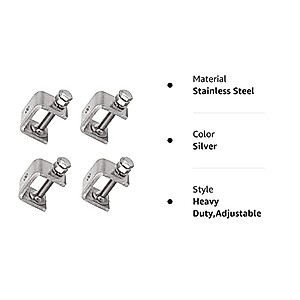 Kyien 4Pieces 304 Stainless Steel C-Clamp Heavy Duty C-clamp Woodworking Welding Building Household Tiger Clamp G-Clamp