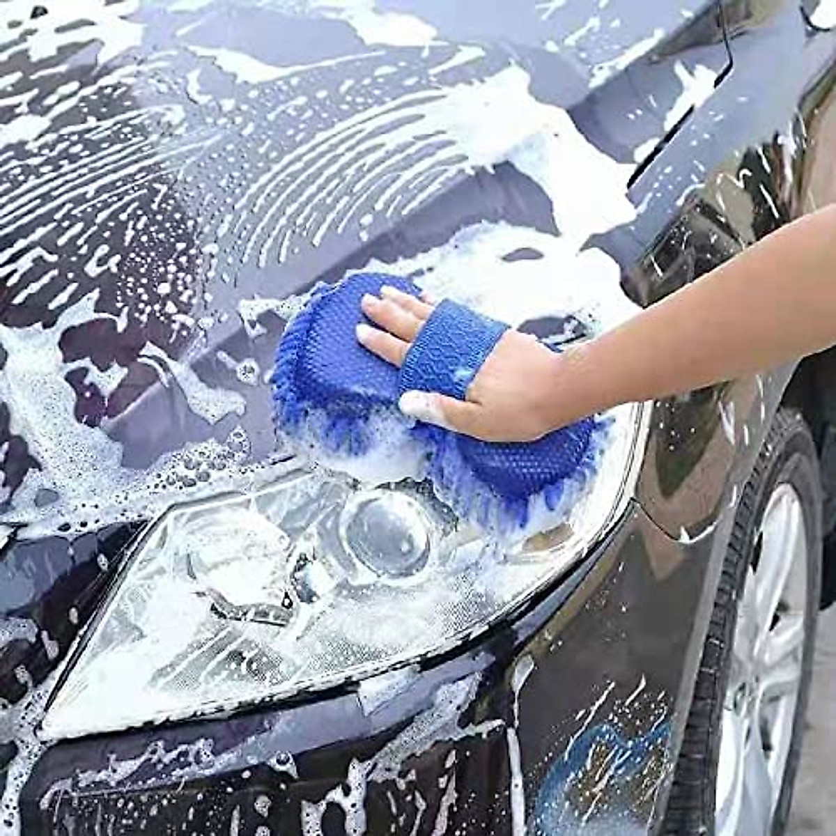GAORONG Car wash Cleaning Supplies 3-Piece Set Premium Chenille Microfiber Washing Sponge-Washing Gloves-Washing Towel-no lint Scratches-Super Soft Cleaning Gloves with Handbag Gloves