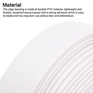 uxcell Edge Banding, 1-1/8 inch x 24.6ft Pre-Glued White Embossed Veneer Edging Iron-on Flexible Edge Banding for Cabinet Repair Furniture Restoration