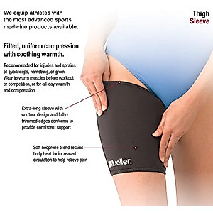 MUELLER Thigh Sleeve, For Men and Women, Black, Large