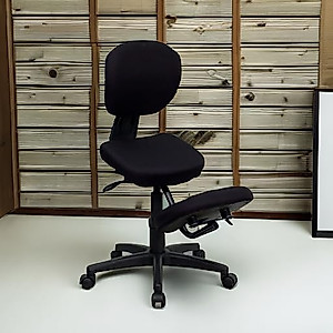 BizChair Mobile Ergonomic Kneeling Posture Task Office Chair in Black Fabric