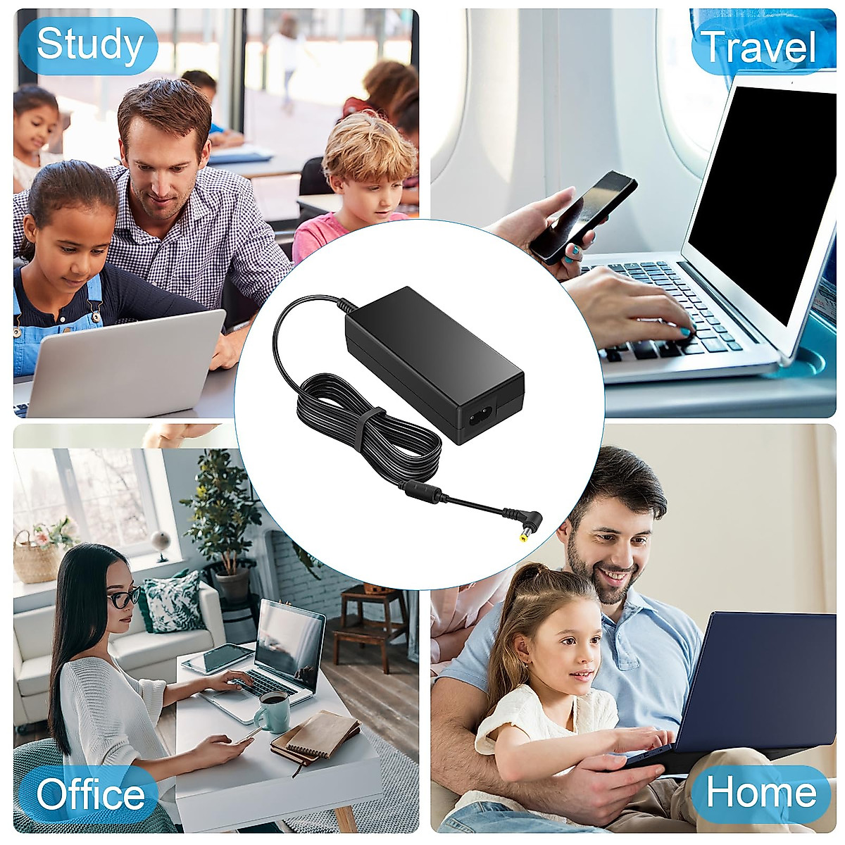 Laptop Charger Adapter Power Supply Cable for ASUS A53E A55 K50IJ K52F K56CA K55A X53U K53E U56E X53E X54H X5D X55A X55C X75A X50IJ X401A X502 X502X X502CA X551C X551CA X551M Q400A Q501LA Q502 Cord