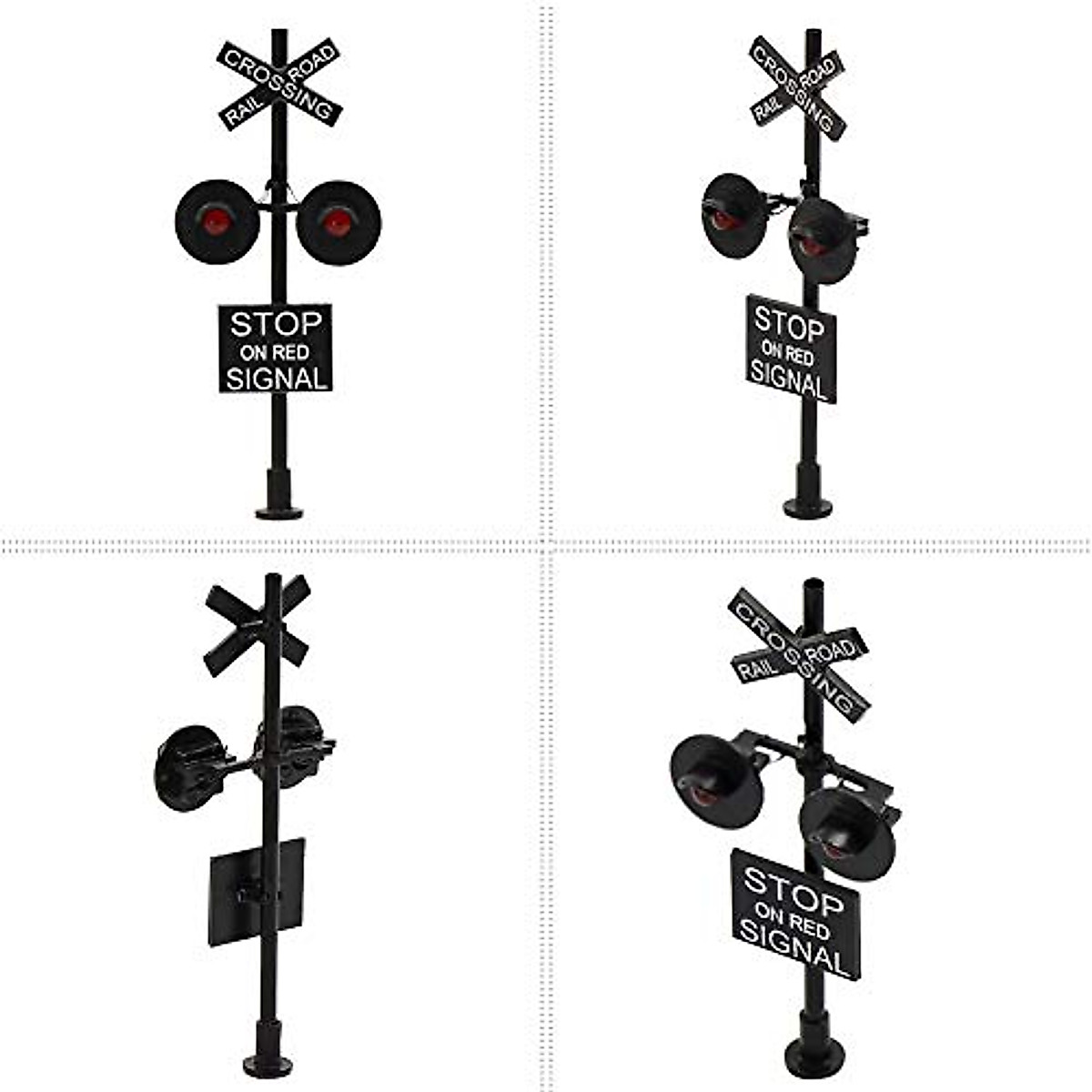 Evemodel JTD877RP 1 Set HO Scale Railroad Train / Track Crossing Sign 2 Heads LED Made + Circuit Board Flasher-Flashing Red Train Stop Signal Lights Decoration and Party