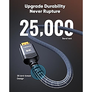 Highwings 8K@60 HDMI Fiber Optic Cable 2.1 150FT Long, Unidirectional Ultra 48Gbps High Speed Slim Flexible HDMI Braided Cord 4K@120Hz Dynamic HDR/HDCP 2.2 /3D Compatible for Monitor PS5 Roku