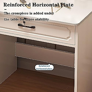 Vanity Set with Lights and Stool Makeup Vanity Desk with Mirror Dressing Table with Four Drawers Raise the Fence to Prevent Falling Exquisite Handle Smooth Pulling Three Level Brightness Adjustment (