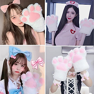 Odema Womens Winter Warm Gloves Cosplay Cat Paw All Cover Mittens for Girls