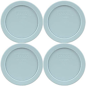 Pyrex Bundle - 4 Items: 7200-PC 2-Cup Muddy Aqua Plastic Food Storage Lids