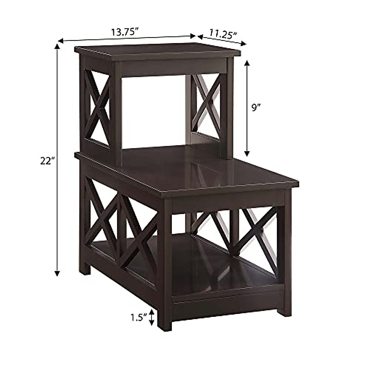 Convenience Concepts Omega 2 Step Chairside End Table, Espresso