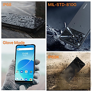 UMIDIGI G5 Mecha Rugged Smartphone Unlocked,Unisoc T606 8+8GB + 128GB 6.6" FHD Android 13 Cell Phone, IP68 Waterproof IP69K Rugged Phone, 50MP+2MP+8MP Camera, 6000mAh Battery Fast Charging,Black