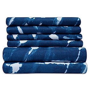 Queen Sheets Printed - 6 Piece 1500 Supreme Collection Fine Brushed Microfiber Deep Pocket Queen Sheet Set Bedding - 2 Extra Pillow Cases, Great Value, Queen, Monroe