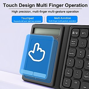 Bluetooth Number Pad, Foldable 2.4G Wireless Numeric Keypad with Display Calculator & Touchpad, Wireless Number Pad Slim 23 Keys Portable Financial Accounting Numpad Keyboard for PC Laptop Desktop