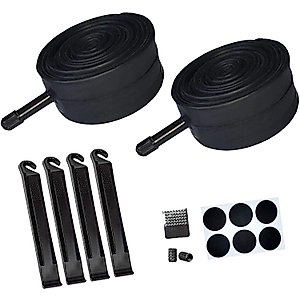 Listenman 2 PACK 12" x 1.75/1.95/2.125 Bike Inner Tube with Bike Tube Repair Tool Kits, 4 Tire Levers, 6 Self-Adhesive Round Patches, 1 Metal Rasp, Replacement Schrader Valve Bicycle 12" Inner Tubes