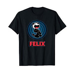 Happy Felix Cat Cartoon Circle Retro Felix Cat Comics T-Shirt