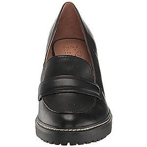 Naturalizer Womens Dabney Slip On Lug Sole Heeled Loafers Black Smooth 7.5 M