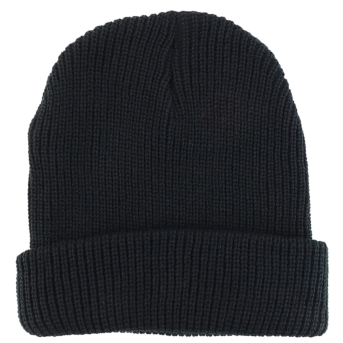 Armycrew 100% Acrylic Oversized XXL Thick GI Watch Cap Ribbed Knit Beanie Hat - Black - 2XL