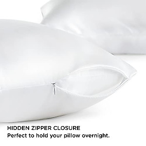 Bedsure Satin Pillowcase for Hair and Skin - White King Size Pillow Cases Set of 2, Similar to Silk Pillow Cases, Silky & Soft Satin Pillow Case Covers with Zipper, Gifts for Her or Him, 20x36 Inches