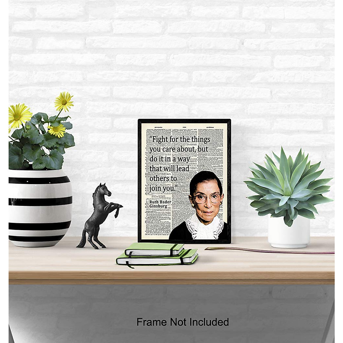 Ruth Bader Ginsburg Wall Art - RBG Motivational Quote Home Decor, Room Decoration for Office, Bedroom - Inspirational Gift for Women, Attorney, Lawyer, Liberal Feminist - Picture Poster Photo Print