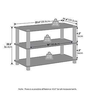 Furinno Turn-S-Tube 3-Tier Multipurpose Standing Shelves, Shoe Rack, Amber Pine/Black, Set of 2