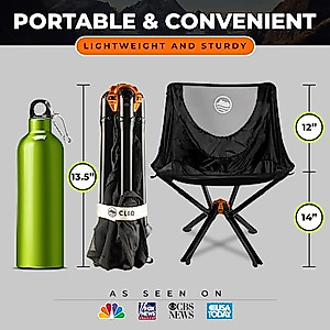 CLIQ Portable Chair Camping Chairs - A Small Collapsible Portable Chair That Goes Every Where Outdoors. Compact Folding Chair for Adults That Sets Up in 5 Seconds | Camping Chair Supports 300 Lbs
