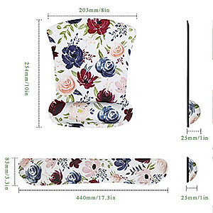 Dooke Keyboard Wrist Rest Pad and Mouse Wrist Rest Support, Comfort Wrist Rest Pad with Non-Slip Rubber Base & Memory Foam Support for Working Gaming Fatigue Pain Relief Art Flowers