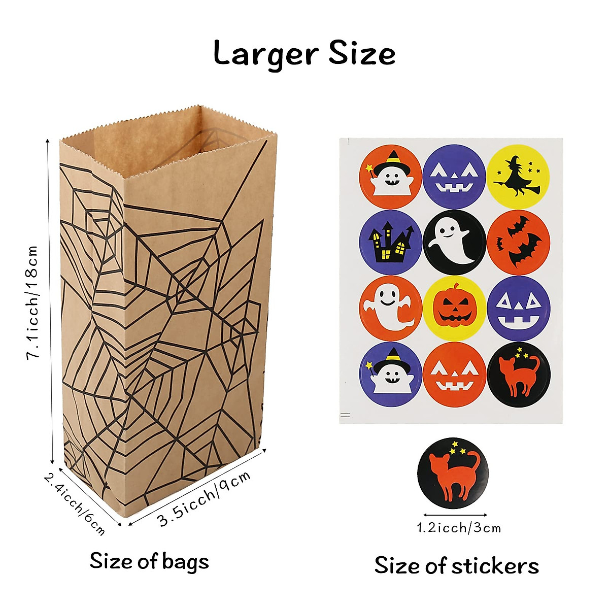 Rulyyo Halloween Trick or Treat Goody Gags Gift Bags, 8 Design, 40 PCS Halloween Treat Bags Party Favor Candy Bags