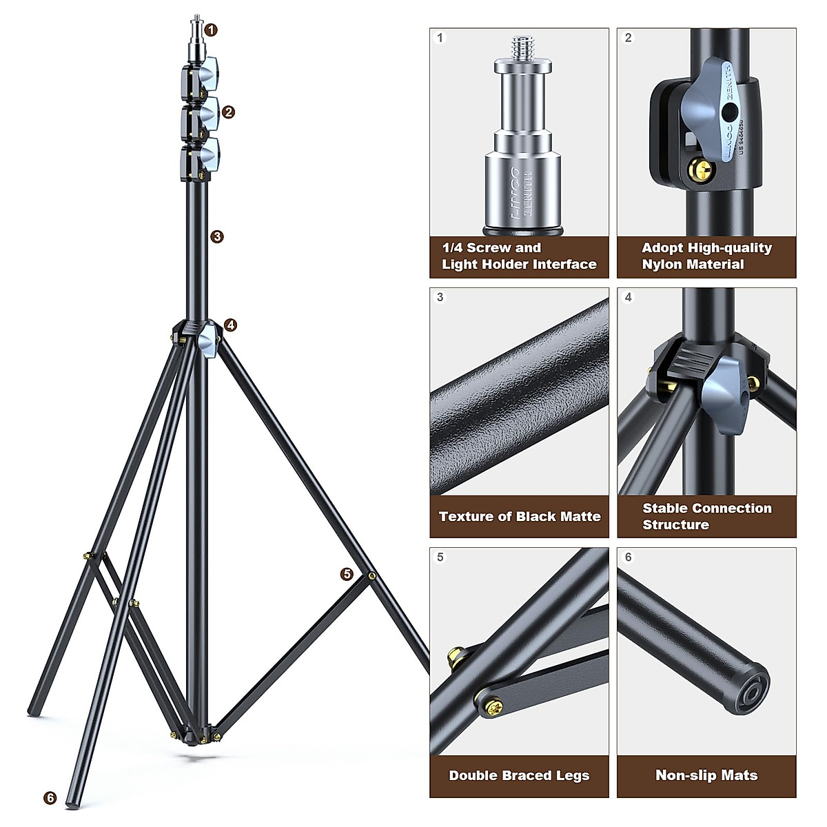 LINCO Lincostore Zenith 9 feet/288 cm Photo Studio Light Stands Set of Two for HTC Vive VR, Video, Portrait, and Product Photography