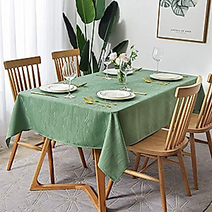 maxmill Jacquard Table Cloth Swirl Pattern Spillproof Wrinkle Resistant Oil Proof Heavy Weight Soft Tablecloth for Kitchen Dinning Tabletop Outdoor Picnic Rectangle 52 x 70 Inch Sage Green