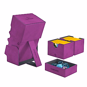 Gamegenic Stronghold 200+ Convertible Deck Box | Double-Sleeved Card Storage | Card Game Protector | Nexofyber Surface | Holds up to 200 Cards | Purple Color | Made