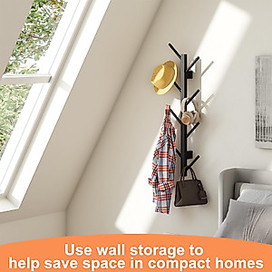 GHWIE Wall Mounted Coat Rack,Hat Rack for Wall,Coat Tree for Clothes, Suitable for Living Room, Bedroom, Entryway, Black