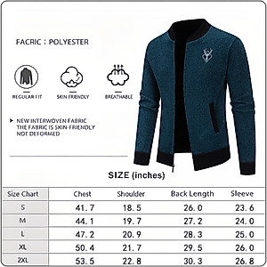 Mylldey Mens Casual Full Zip Cardigan Sweaters Cable Knit Jacket Sweater Men, US Size(Navy-XXL)