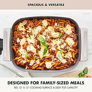 GreenPan Advanced 12” X 15” Electric Skillet with Lid, 7QT Capacity for Family Meals, Healthy Ceramic Nonstick PFAS-Free Coating, Fry, Sauté, Steam, Simmer, Sear, Stir Fry, Dishwasher Safe, Clay