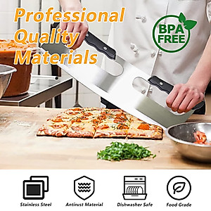 MS WGO Pizza Cutter Rocker Knife Pizza Slicer Kitchen Tools, Stainless Steel Large Pizza Cutter Wheel With Plastic Cover Baking Tools Accessories,Dishwasher Safe