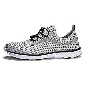 SUOKENI Women's Quick Drying Slip On Water Shoes for Beach or Water Sports Ultralight Walking Shoes LightGray,Size:US 8.5/EU 39