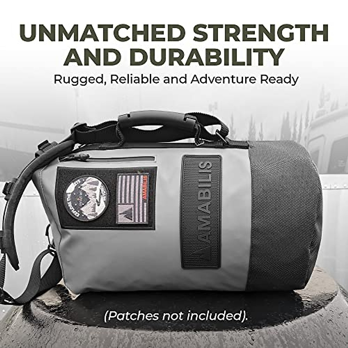 AMABILIS | Water-Resistant Carry-on Travel Duffel Bag | Multiple Pockets | Adjustable Strap | Perfect Gym Bag | 32L | Battleship Grey | Dave Jr Duffel Bag