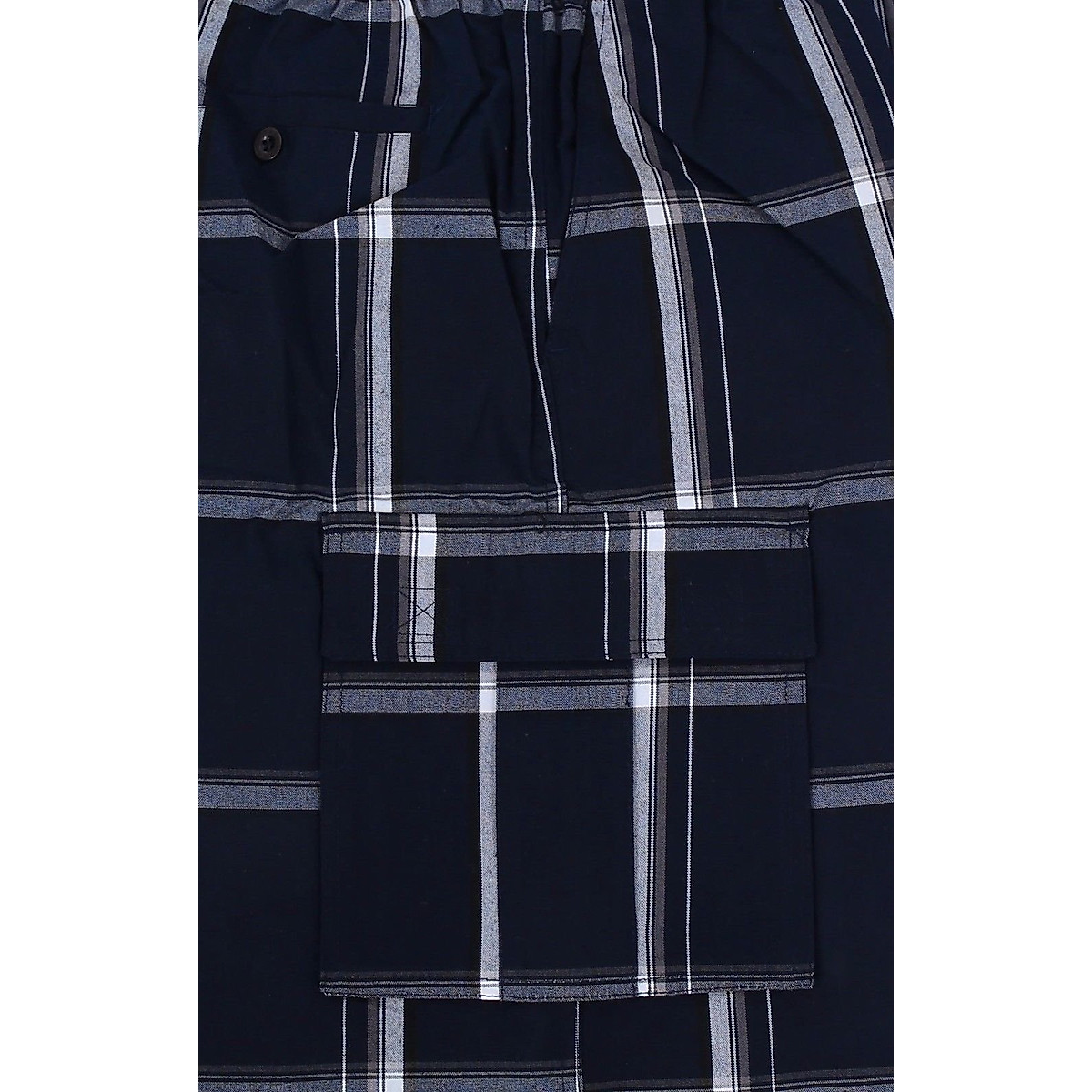 Shaka Wear Men’s Cargo Shorts – Casual Plaid Relaxed Loose Fit Elastic Waist Multi Pocket Pants Regular Big Size SP1703 Navy 2X