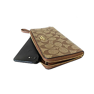 Coach Signature Large Phone Wallet/Wristlet - Khaki/Saddle 2