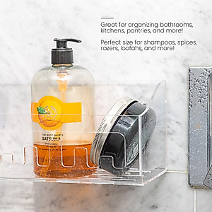 ANGORA BRANDS Acrylic Shower Shelves | Bathroom Shower Caddy Organizer | No Drilling, Adhesive Wall-Mounted Floating Shelves | 2 Pack Tranparent Shelf Organizer For Storage & Display by Cotea