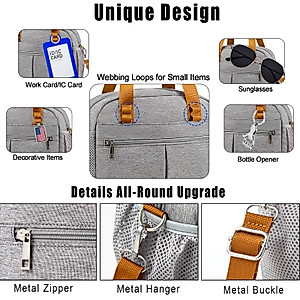 HSHPX Lunch Bag Women Insulated Adult Lunch Box Large Reusable Lunch Tote with Webbing Loop Cute Portable Lunch Cooler with Adjustable Shoulder Strap for Work Office Picnic (Gray)