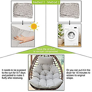 Hanging Basket Seat Cushion, Thicken Hanging Egg Chair Cushion, Washable Hanging Basket Chair Cushion, Basket Egg Chair Cushion with Headrest (Grey)