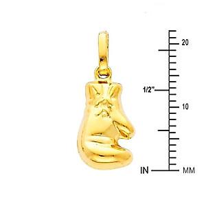 14k REAL Yellow Gold Boxing Glove Charm Pendant