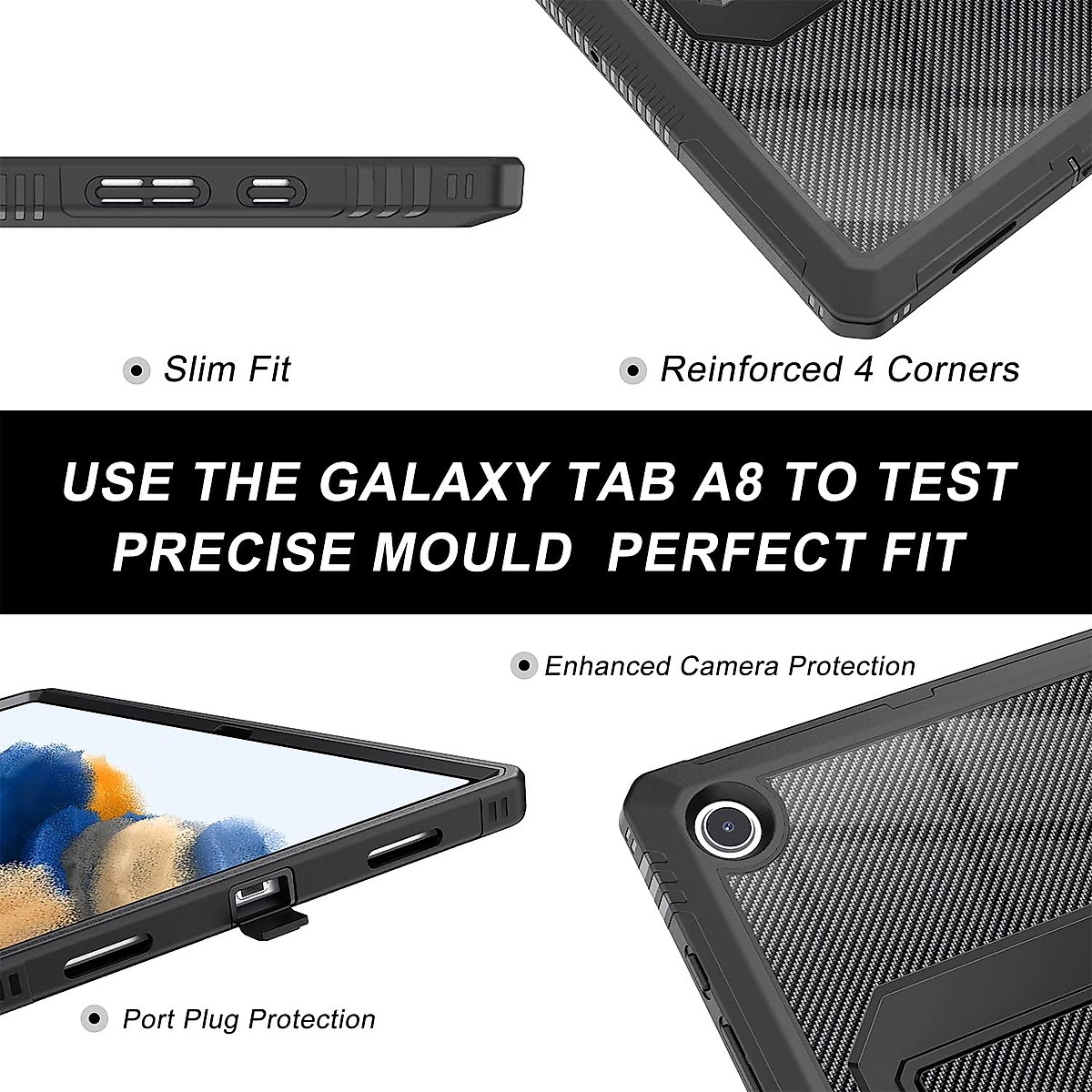 Soke Galaxy Tab A8 Case 10.5 Inch (SM-X200/X205/X207), with Built-in Screen Protector, Rugged Full Body Protective Case for 2022 Samsung Galaxy Tab A8 10.5(Black)