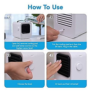 COOLEEZ Portable Cooling Fan, Evaporative Mini Air Conditioner, Personal Air Fan, Powerful, Quiet, Lightweight, Small AC for Room, Desk, Tent, Car & More, No Window Needed