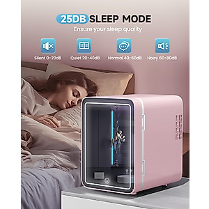 CUTIEWORLD Skincare Fridge With Dimmable LED Light Mirror, 4L Makeup Mini Fridge for Bedroom, Car, Office & Dorm, Cooler & Warmer, Portable Small Refrigerator for Cosmetics, Skin Care and Food, Pink