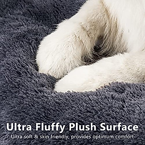 JOEJOY Large Dog Bed Crate Pad, Deluxe Plush Washable Dog Beds Fulffy Soft Kennel Pad Anti-Slip Pet Sleeping Mat for Extra Large Medium Small Dogs, 40" x 27", Grey