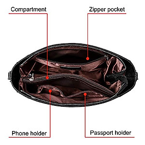 S-ZONE Medium Women Genuine Leather Crossbody Bags Cowhide Shoulder Handbag Ladies Purse