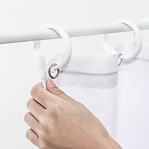 24 PCS White Plastic Shower Curtain Rings,Sturdy Easy Use Shower Curtain Hooks