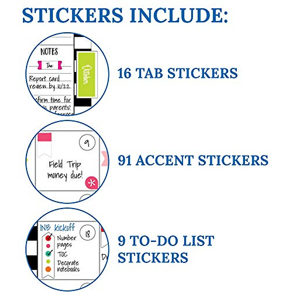 Schoolgirl Style Black, White & Stylish Brights Teacher Planner, 8" x 11" Undated Daily Planner, Weekly Planner, Monthly Planner With Planner Stickers for Classroom Organization & Teacher Organization